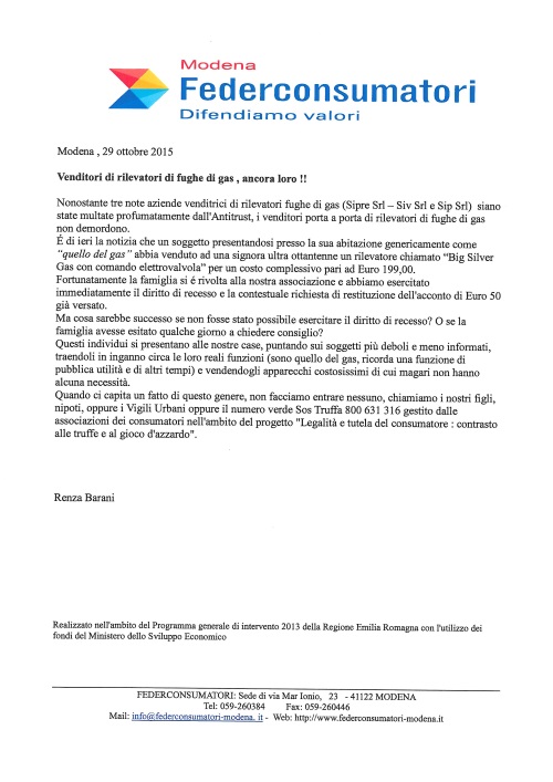 Attenzione a chi bussa alla porta… - Federconsumatori Modena Attenzione a chi bussa alla porta… - Federconsumatori Modena